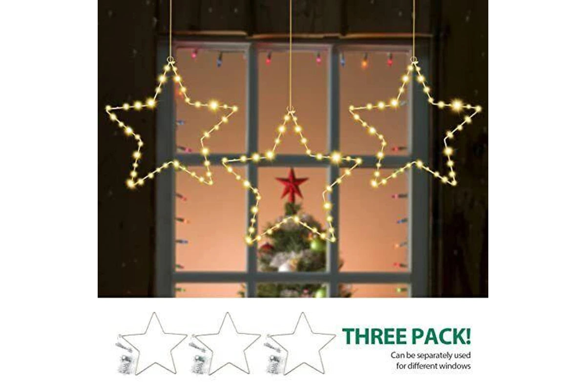 Window Lights 3 Pack Christmas Window Star Lights with Timer Warm Whit ...