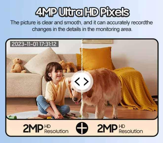 Two-Way HD Wireless Camera 2MP/4MP Dual Lens Camera Indoor Surveillanc ...