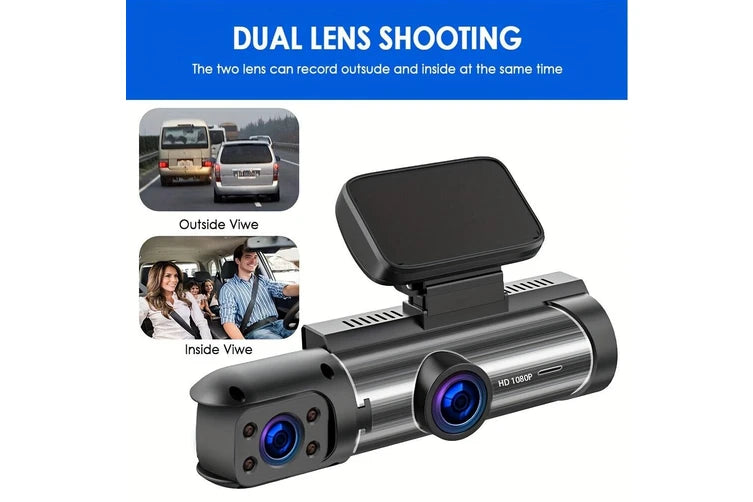 Dual Lens Car DVR Dash Cam Driving Recorder G-sensor HD Front And Insi ...