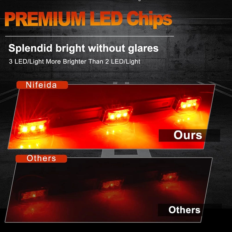 Red Clearance ID BAR Marker Light 3 Light 9 LED Trailer Sealed Stainle ...