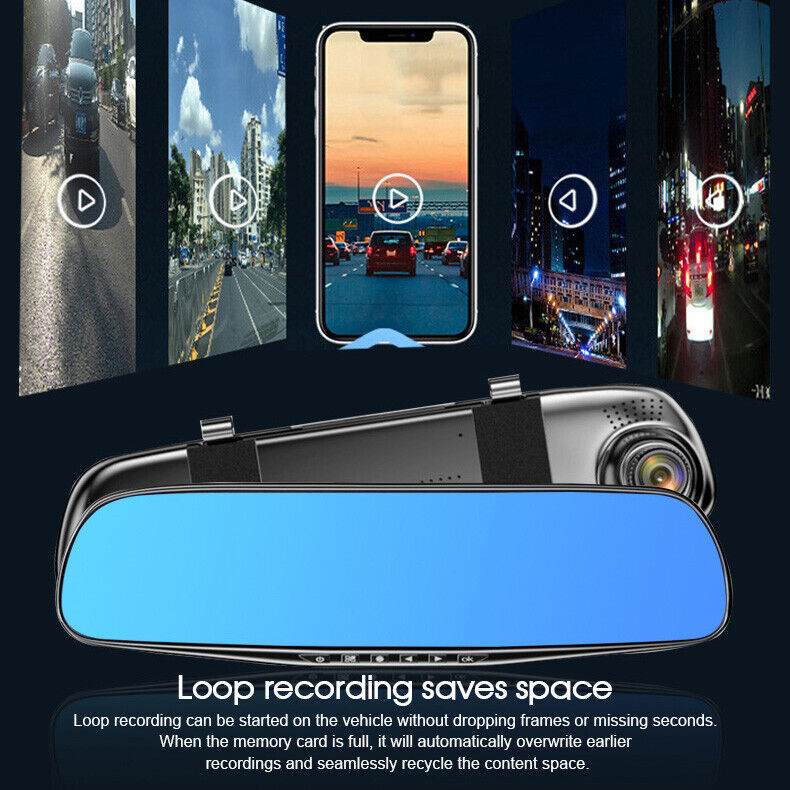 4.3" 1080P Dual Lens Car Auto DVR Dash Cam Video Camera Recorder Rearv ...