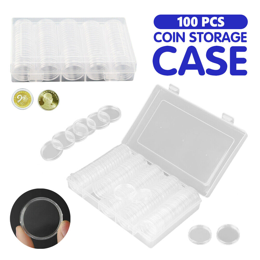 100PCS Australian Coin Collection Round Storage Cases Capsules Holder ...
