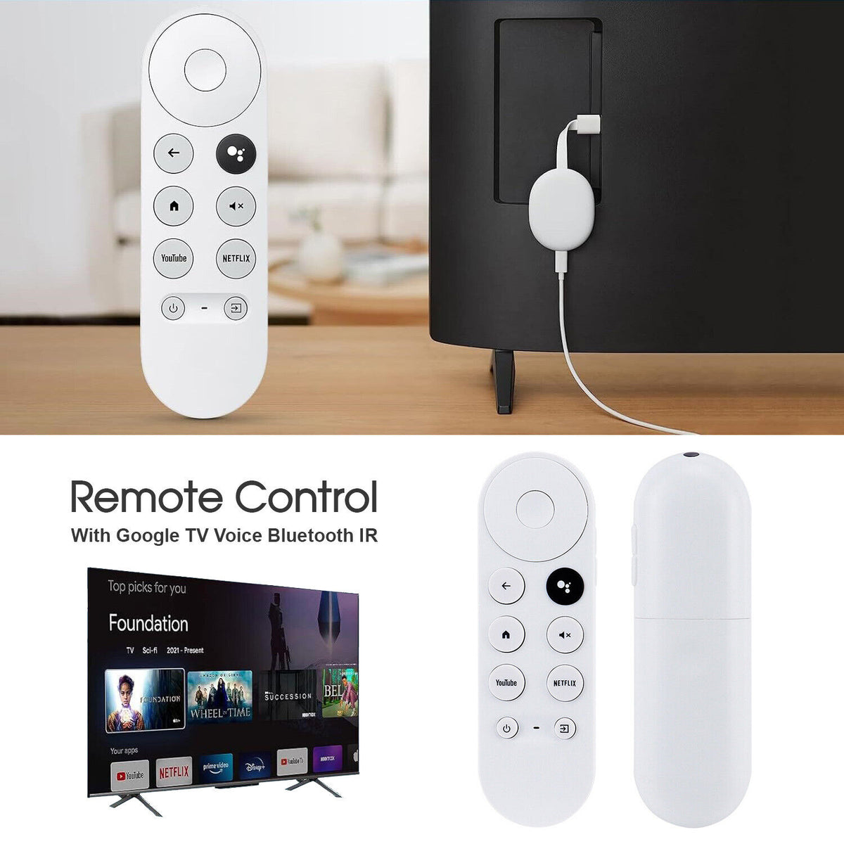 Replacement For Chromecast With Google TV Voice Bluetooth IR Remote Co ...