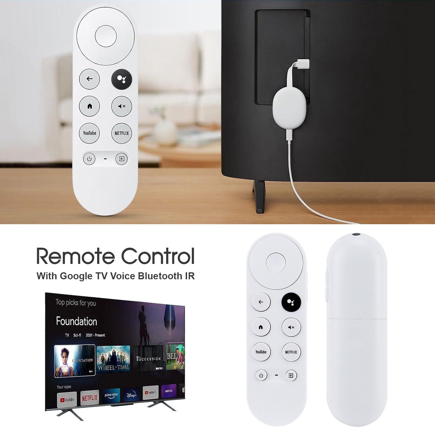 Replacement For Chromecast With Google TV Voice Bluetooth IR Remote Co ...