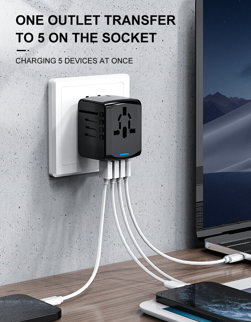 International Universal Travel Adapter 3 USB &Type-C Outlet Converter ...
