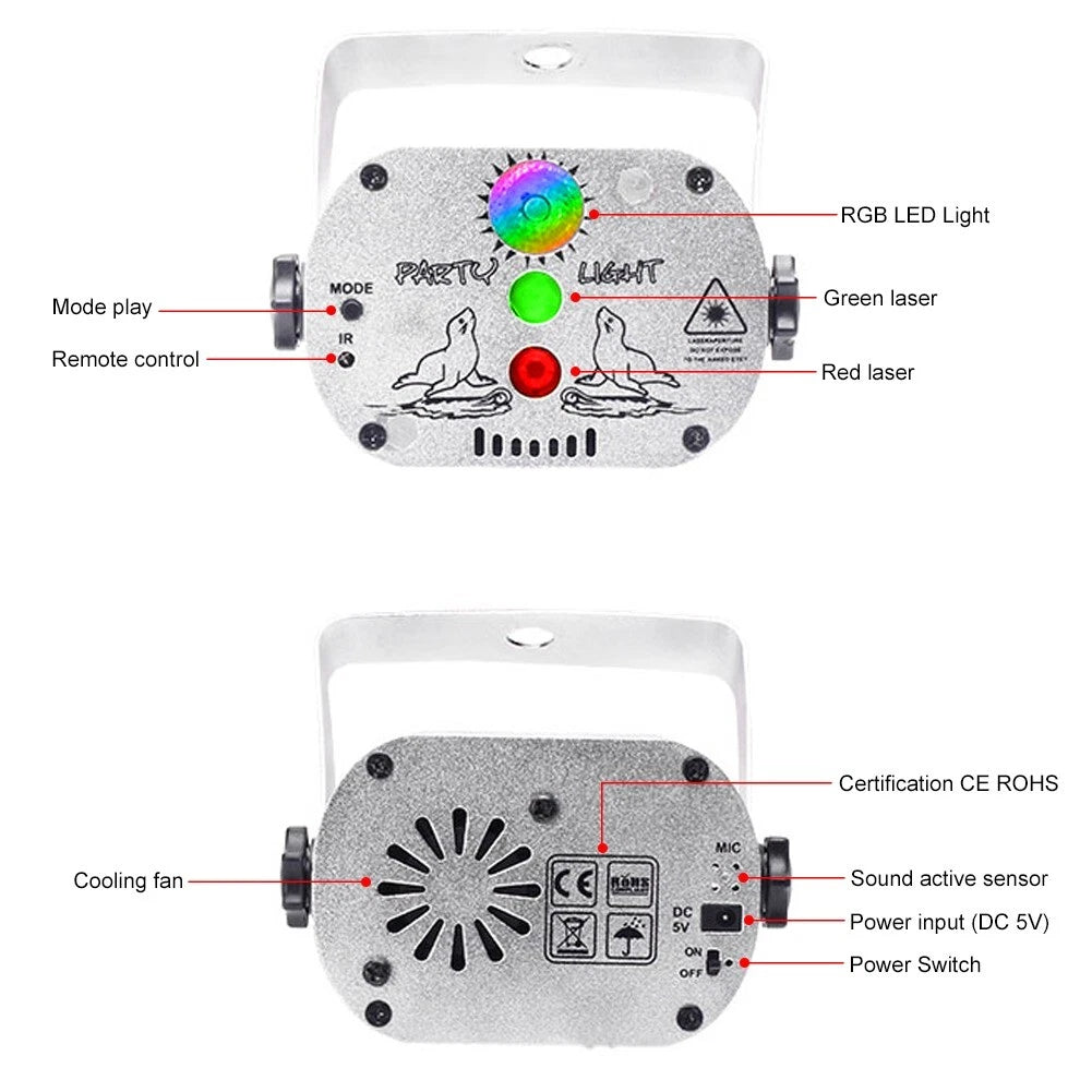 1240 Patterns DJ Laser Projector Stage Light LED RGB Party KTV DJ Disc ...