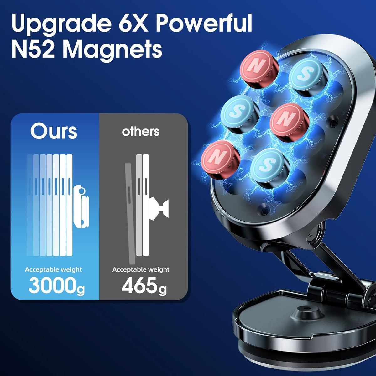 Metal Magnetic Car Phone Holder Folding Magnet Dash Mount Mobile Phone ...