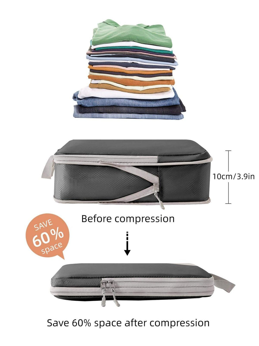 4PCS Storage Compression Bags Luggage Travel Packing Cubes Organiser S ...