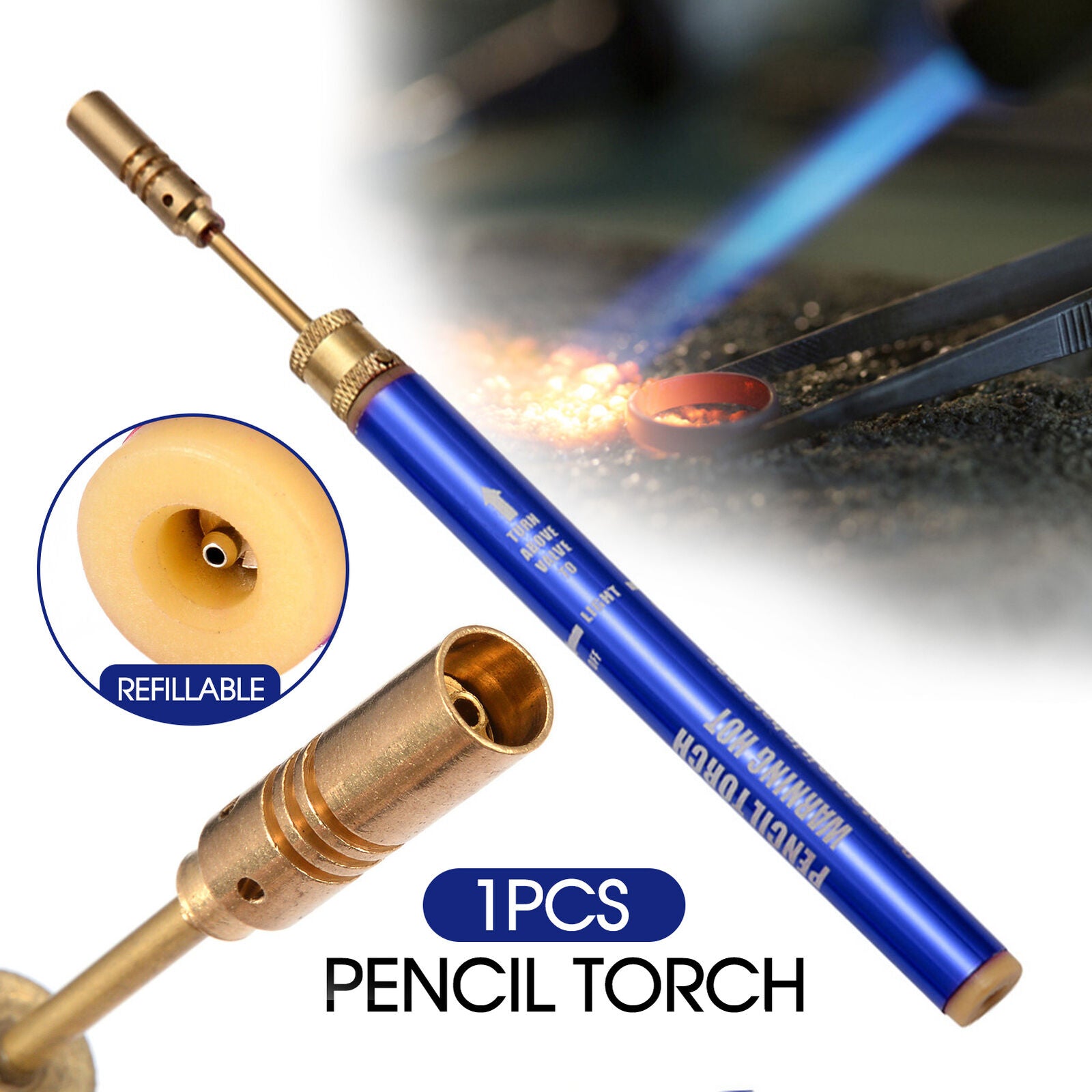 1PC Butane Pencil Torch for Heat Shrinking Adjustable Flame Gas Refill ...