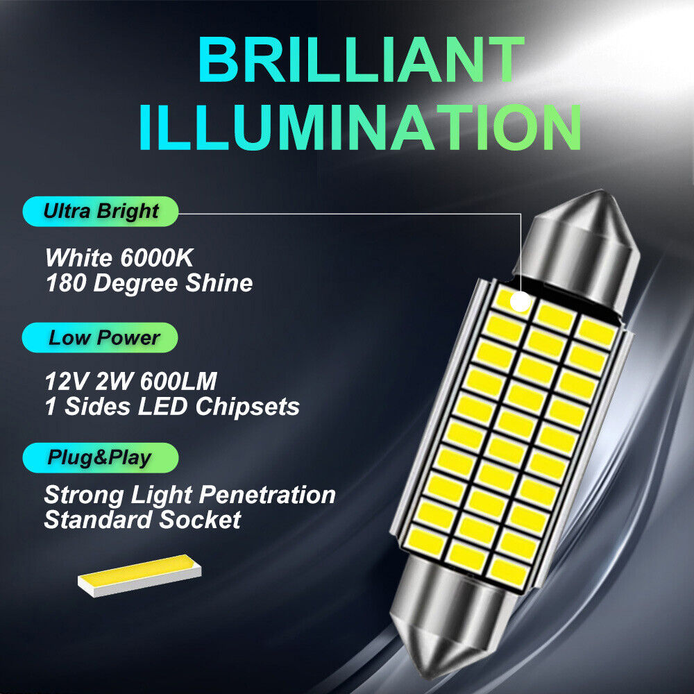 2PCS 31MM 30MM FESTOON 18SMD LED INTERIOR DOME MAP LIGHT BULB GLOBE 12 ...
