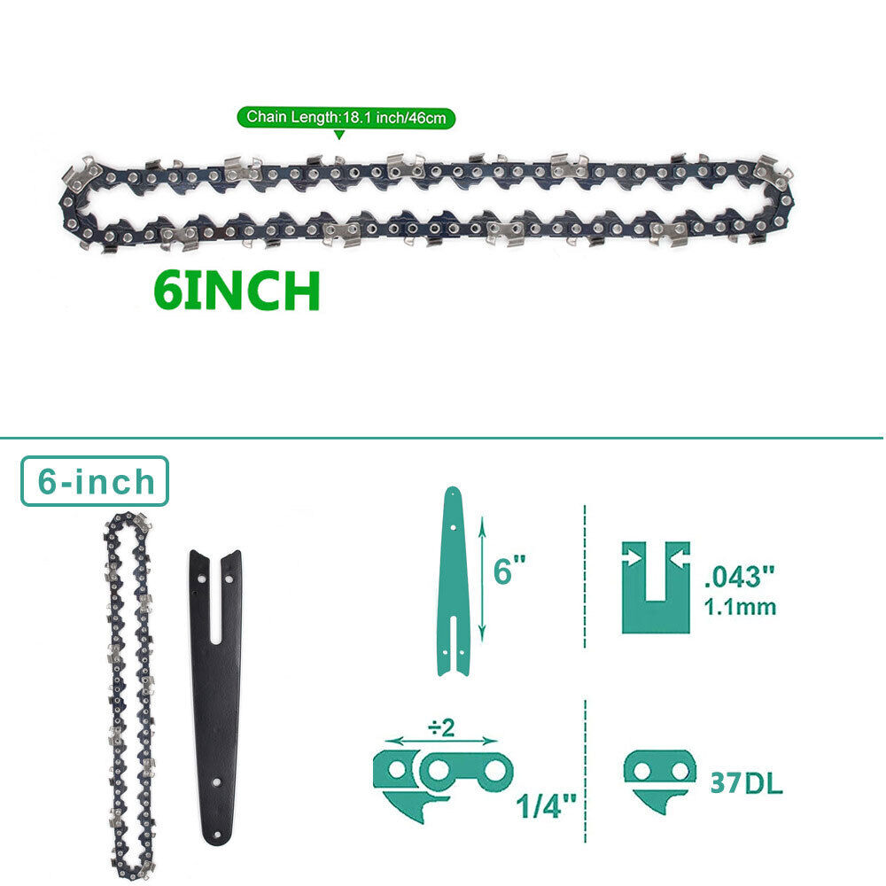 2pcs 6" Chainsaw Chains for 6 inch Mini Cordless Electric Chain Saw Wo ...