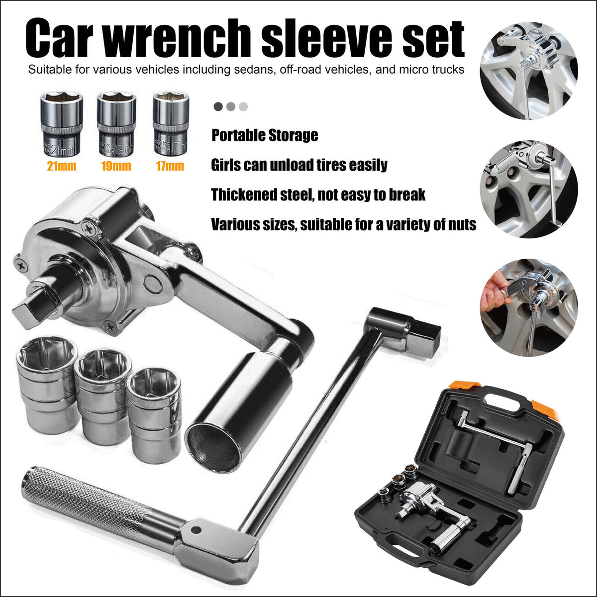 Stainless Steel Car Torque Multiplier Wrench Socket Set - 17mm, 19mm ...