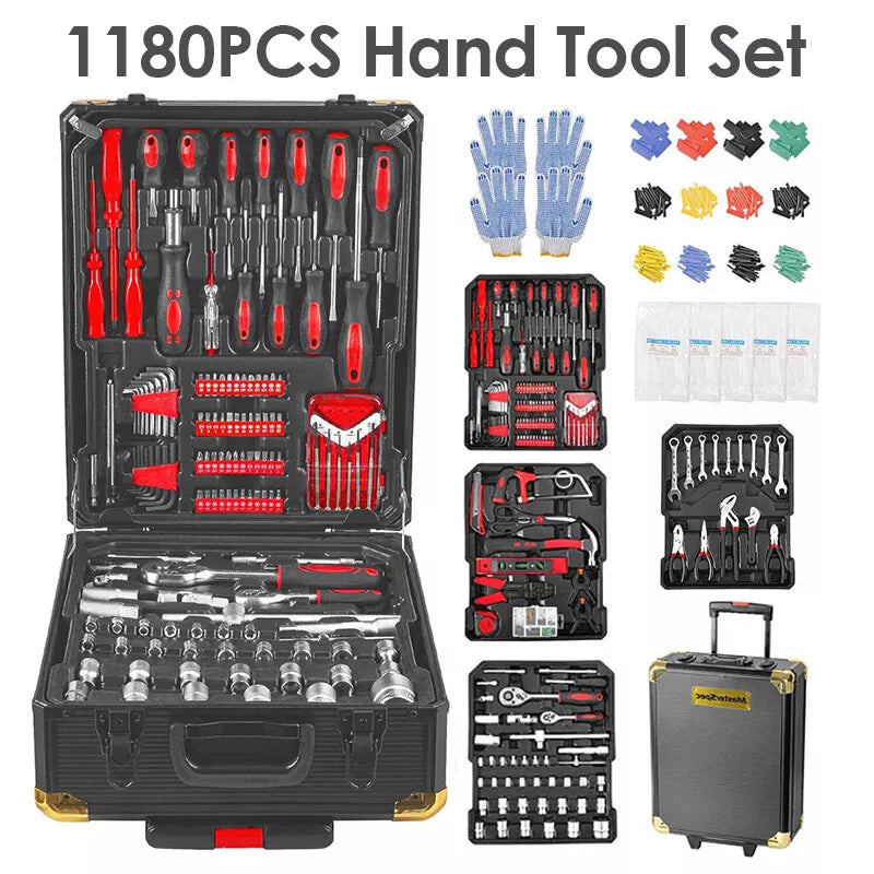 1180 PCS Professional Hand Tool Set Aluminum Case Tool Kits With Rolli ...