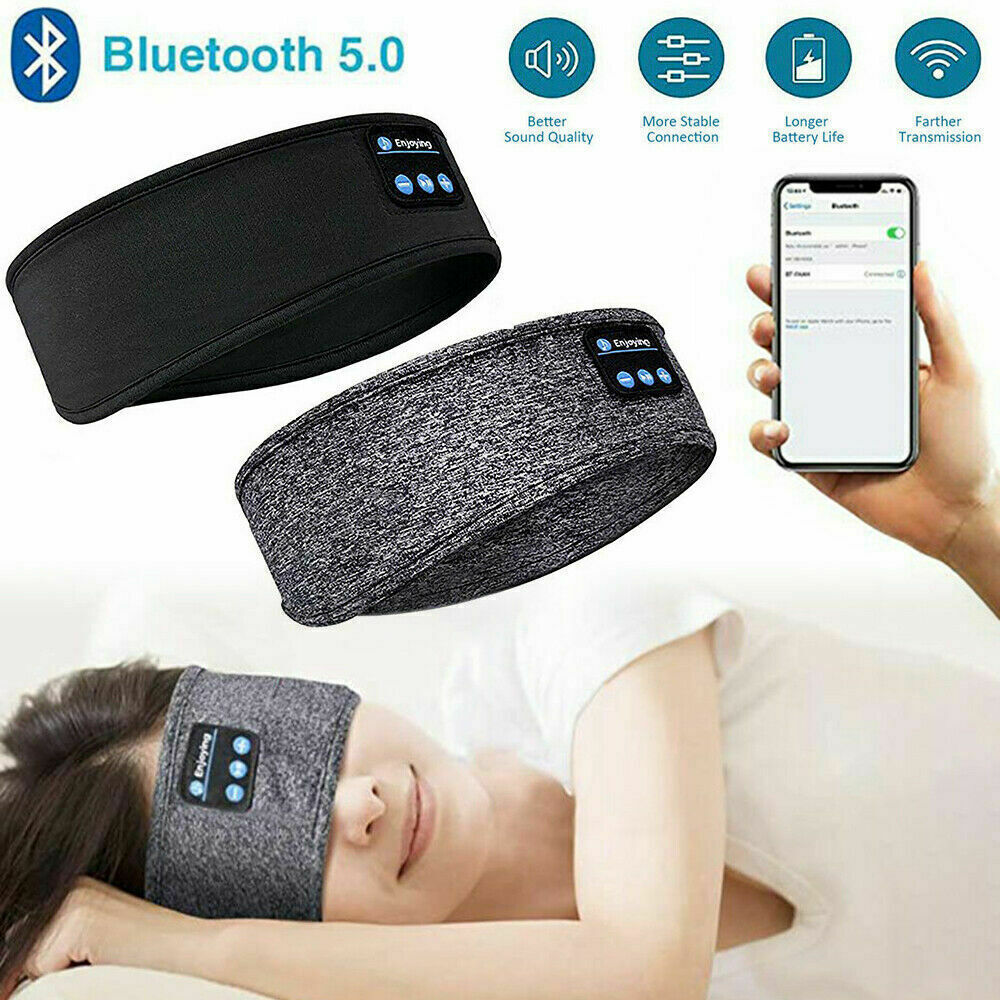 Wireless Bluetooth 5.0 Stereo Eye Mask Headphones Earphone Sleep Music ...