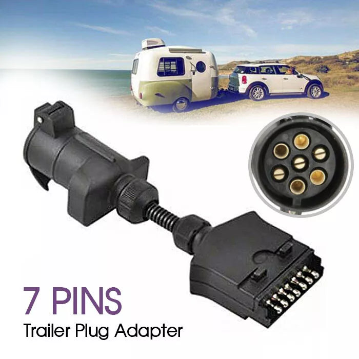 Trailer Adapter Plug 7 PIN Round Female to Flat Male Caravan, boat Con ...