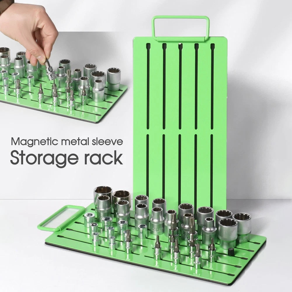 Magnetic metal sleeve storage rack socket organizer sleeve fixed artif ...
