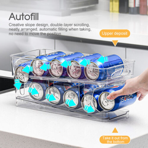 2 Tiers Stackable Beverage Holder Can Organizer Rack For Refrigerator ...