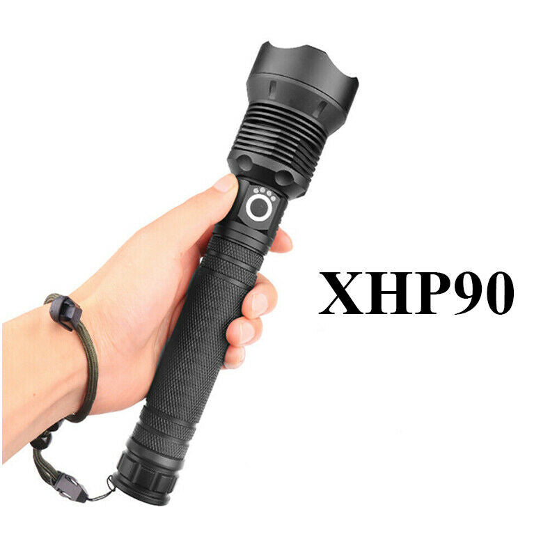 XHP90 Most Powerful 120000LM Tactical Flashlight 3 Mode Zoom LED Hunti ...