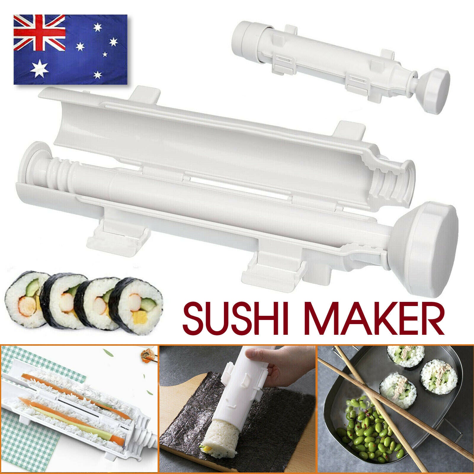 Sushi Tube Kit Machine Apparatus Rolling Rice Roller Mold DIY Maker To ...