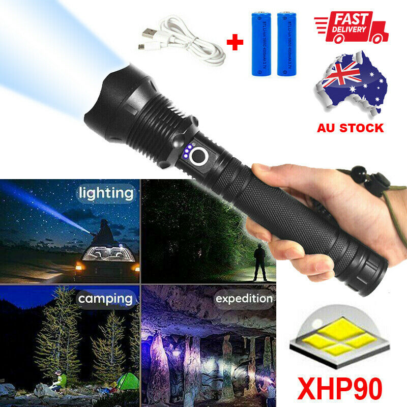 XHP90 Most Powerful 120000LM Tactical Flashlight 3 Mode Zoom LED Hunti ...