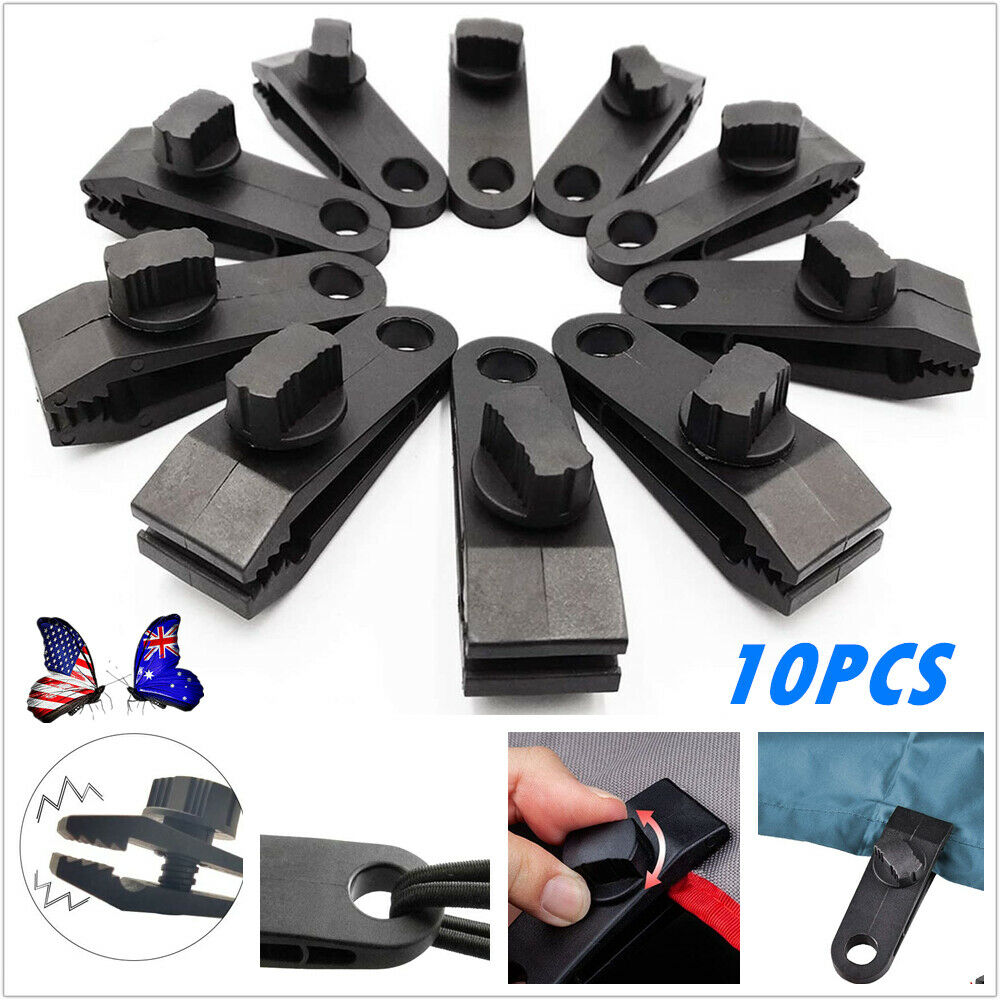 10PCS Awning Tarp Tent Clips Canvas Clamps Heavy Duty Camping Survival ...