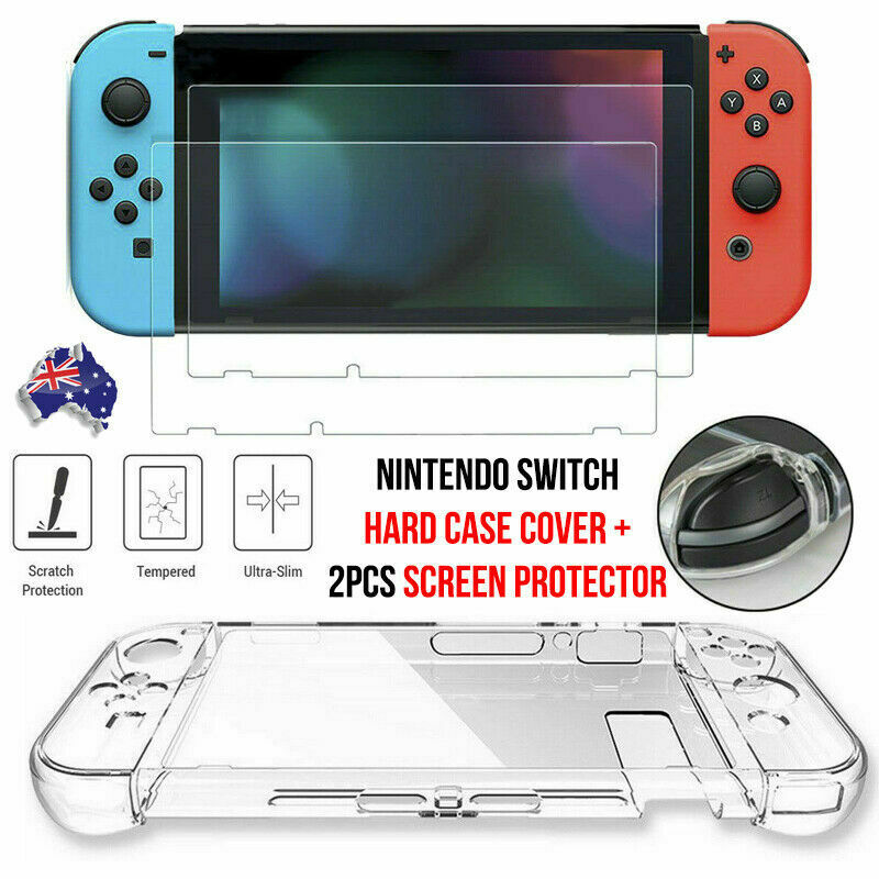 Nintendo Shockproof Hard Case Cover Set & Switch Tempered Glass Screen ...