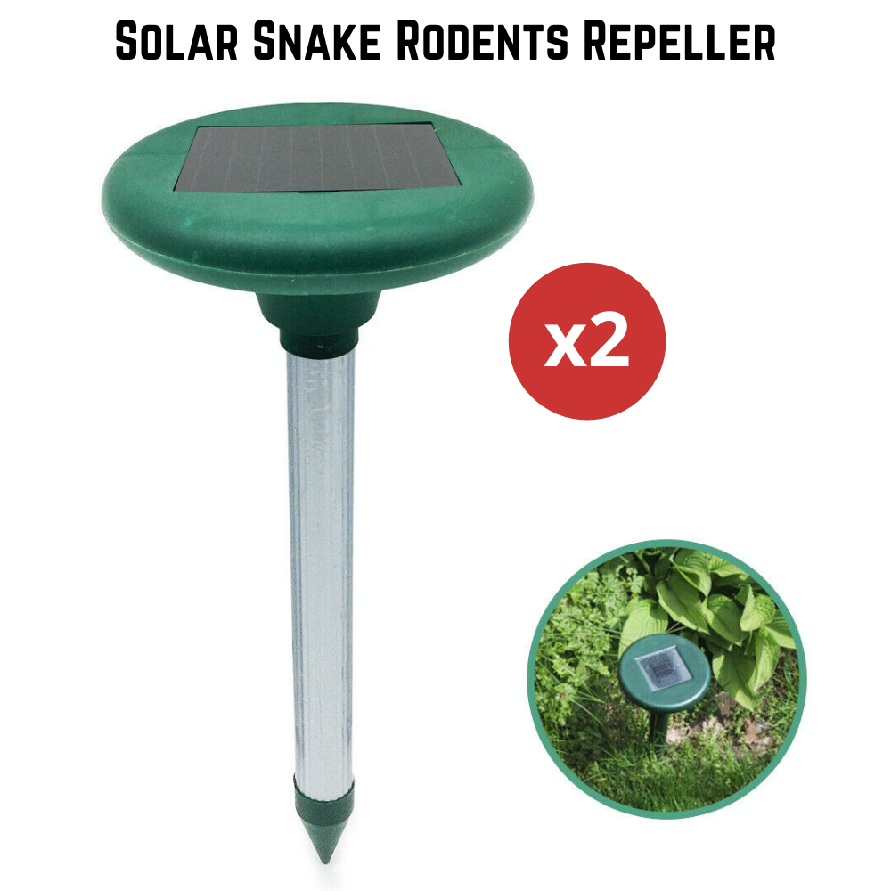 2 x Multi Pulse Plus Ultrasonic Solar SNAKE REPELLER & Pest Rodent Rep ...