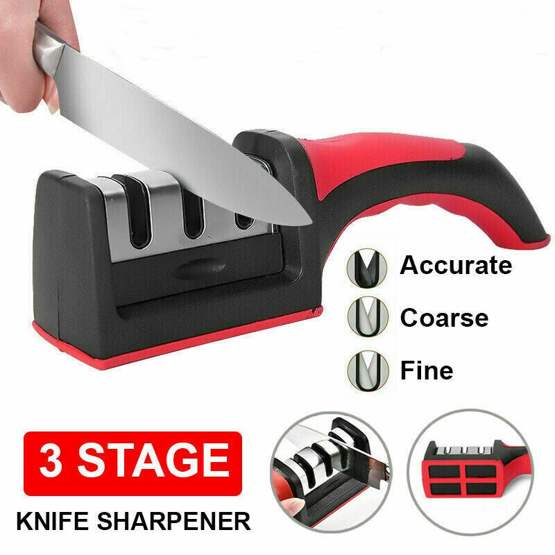 Knife Sharpener 3 Stage Kitchen Diamond Sharp Knives Sharpening Scisso ...