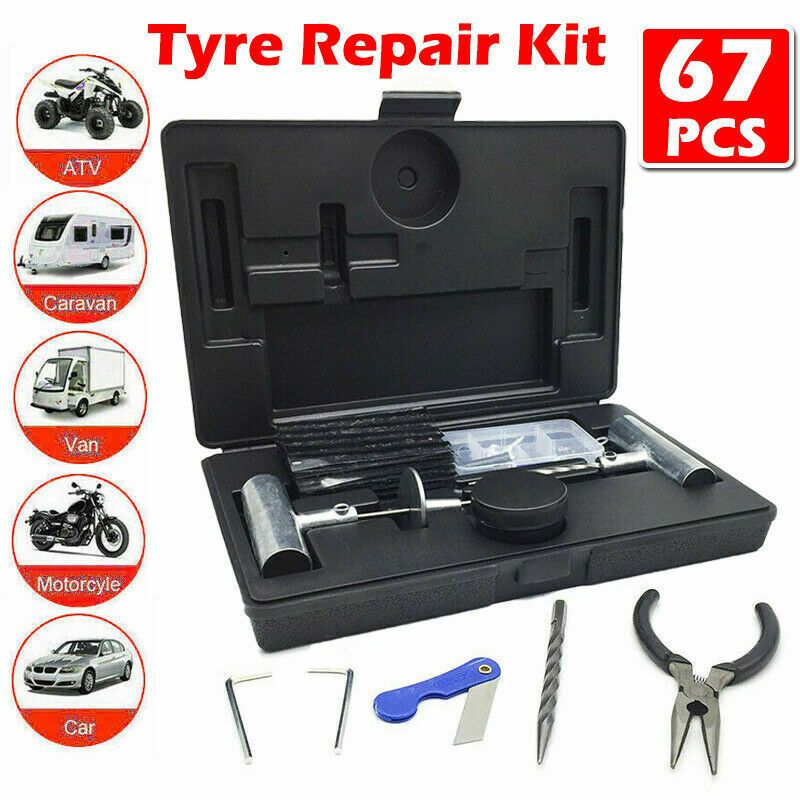 67PCS 4WD Tyre Puncture Repair Recovery Kit Heavy Duty Offroad Plug Tu ...