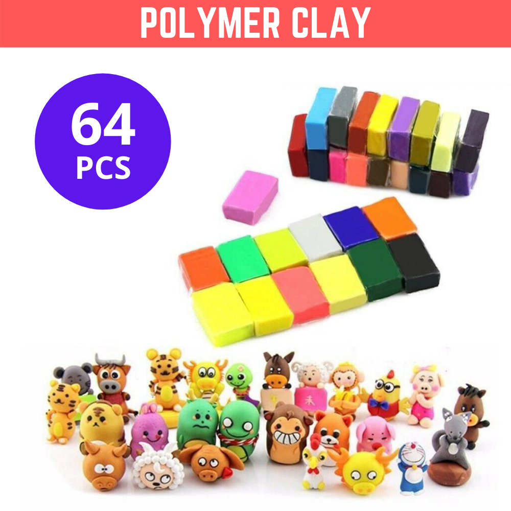 64PCS Craft Polymer Clay Modelling Moulding DIY Toy Sculpey Fimo Block ...