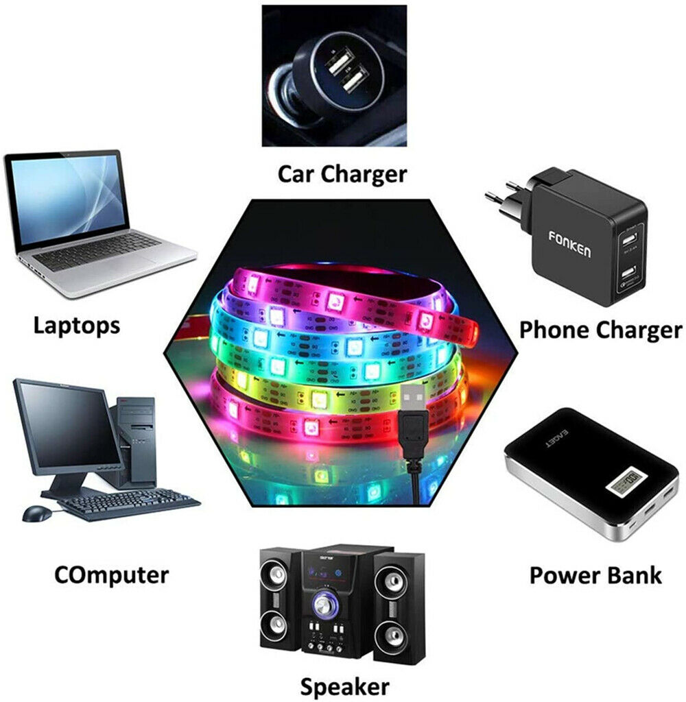 10M Bluetooth LED Color Changing Waterproof Music USB RGB Strip Light ...