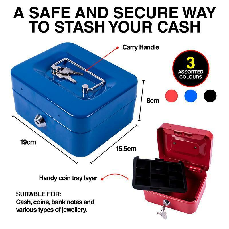Medium Lockable Cash Box Deposit Slot Petty Cash Money Box Safe 2 Keys ...