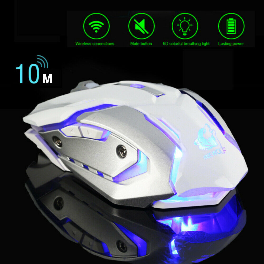 LED Wired Wireless Gaming Mouse USB Ergonomic Optical For PC Laptop Re ...