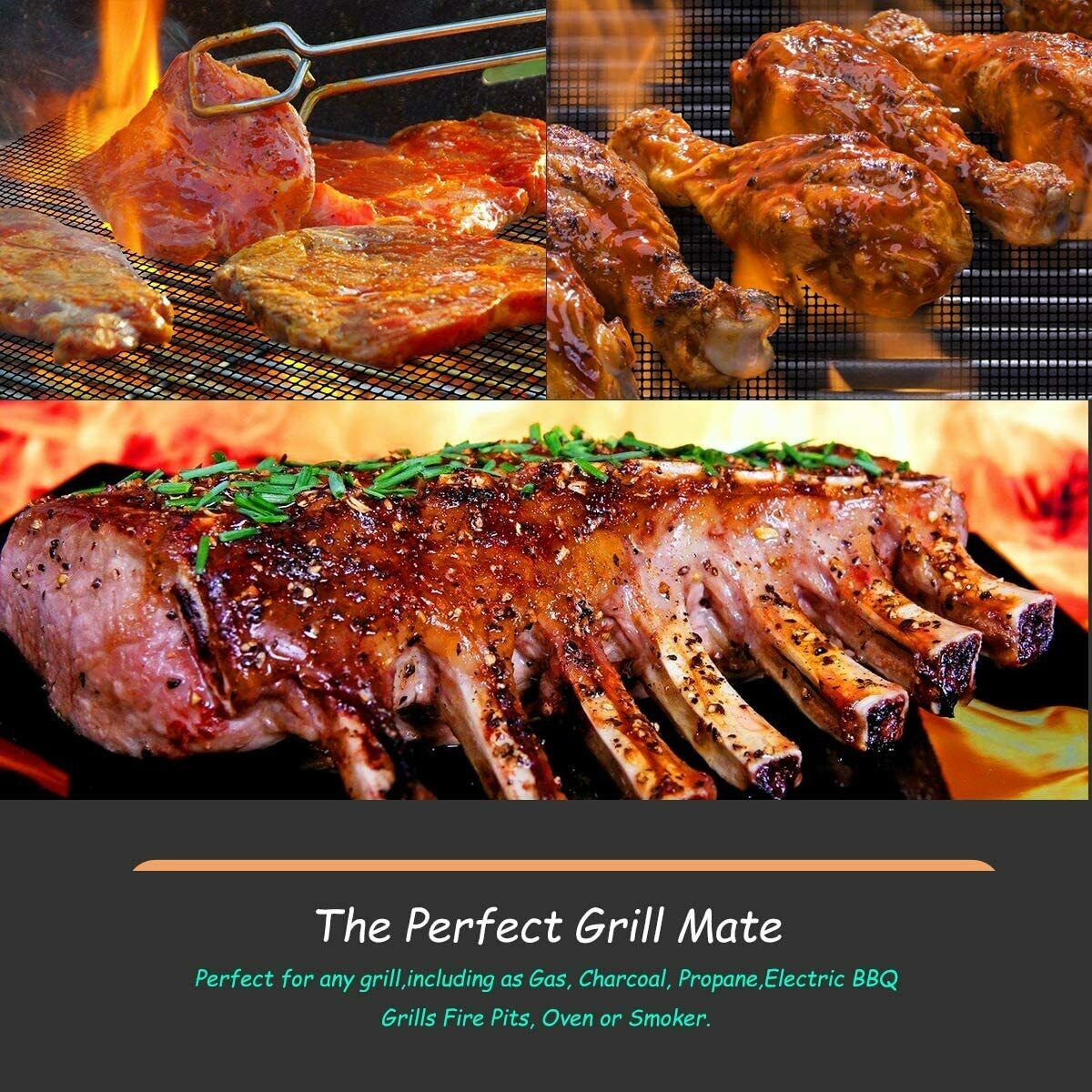 3PCS Mintiml Charcoal BBQ Grill Mesh Mat Non-Stick Cooking Liner Sheet ...