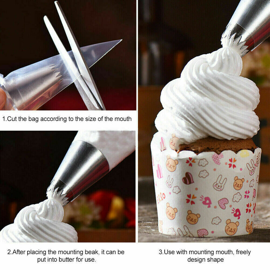 112PCS Cake Decorating Tools Icing Nozzles Russian Flower Tips Pastry ...