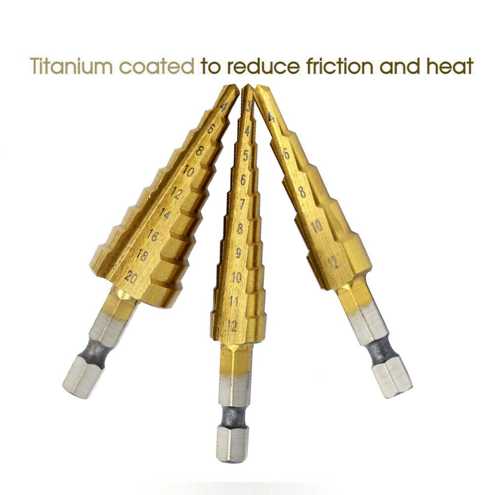 3pcs HSS Step Cone Drill Bit Set 3-20mm + Pouch – www.ozoffer.com.au
