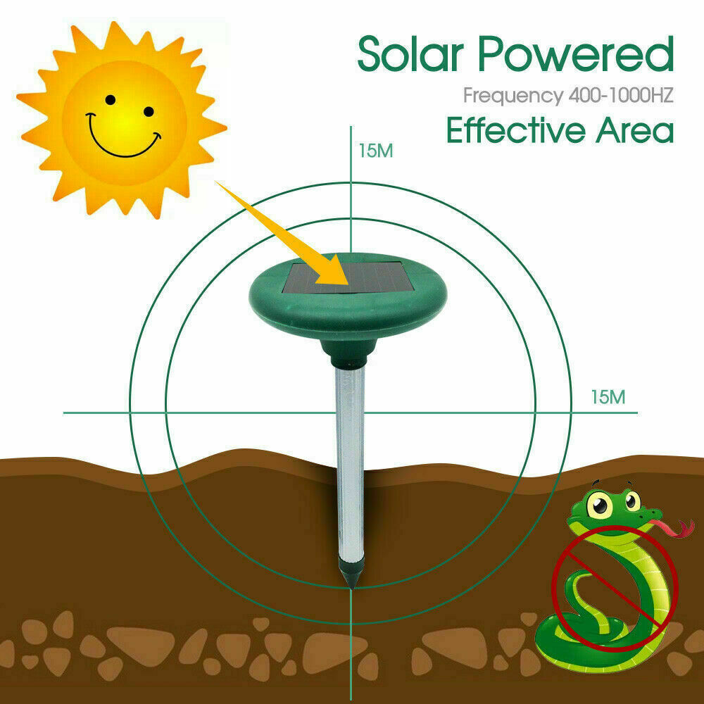2 x Multi Pulse Plus Ultrasonic Solar SNAKE REPELLER & Pest Rodent Rep ...