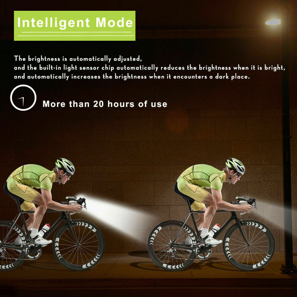 USB Rechargeable 15000LM Bicycle Bike Smart Front Light 2*T6 LED 6 Mod ...