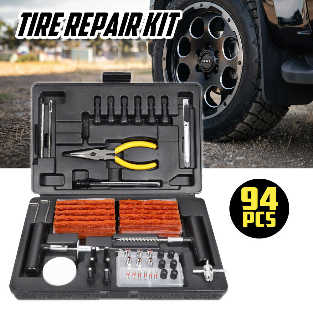 94PCS Tyre Puncture Repair Recovery Kit Heavy Duty 4WD Offroad Plugs T ...