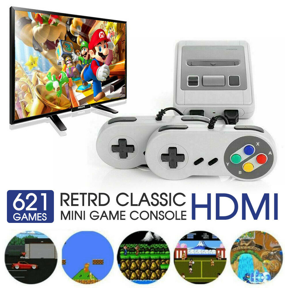 621 in 1 Retro Classic Mini NES Game Console TV HDMI +2 Controler Game ...