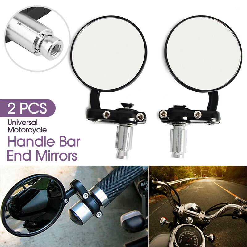 Set 2PCS Universal Motorcycle Handle Bar End Mirrors Motorbike Side Re ...