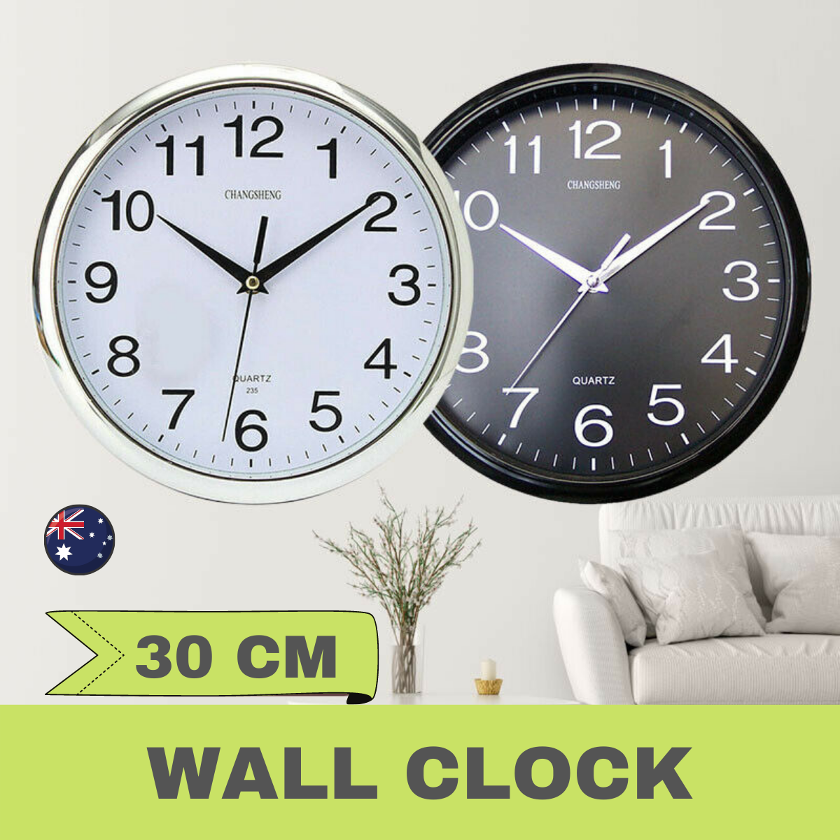 Quartz Wall Clock Round Square Wall Clock Silent Non-Ticking Battery O ...