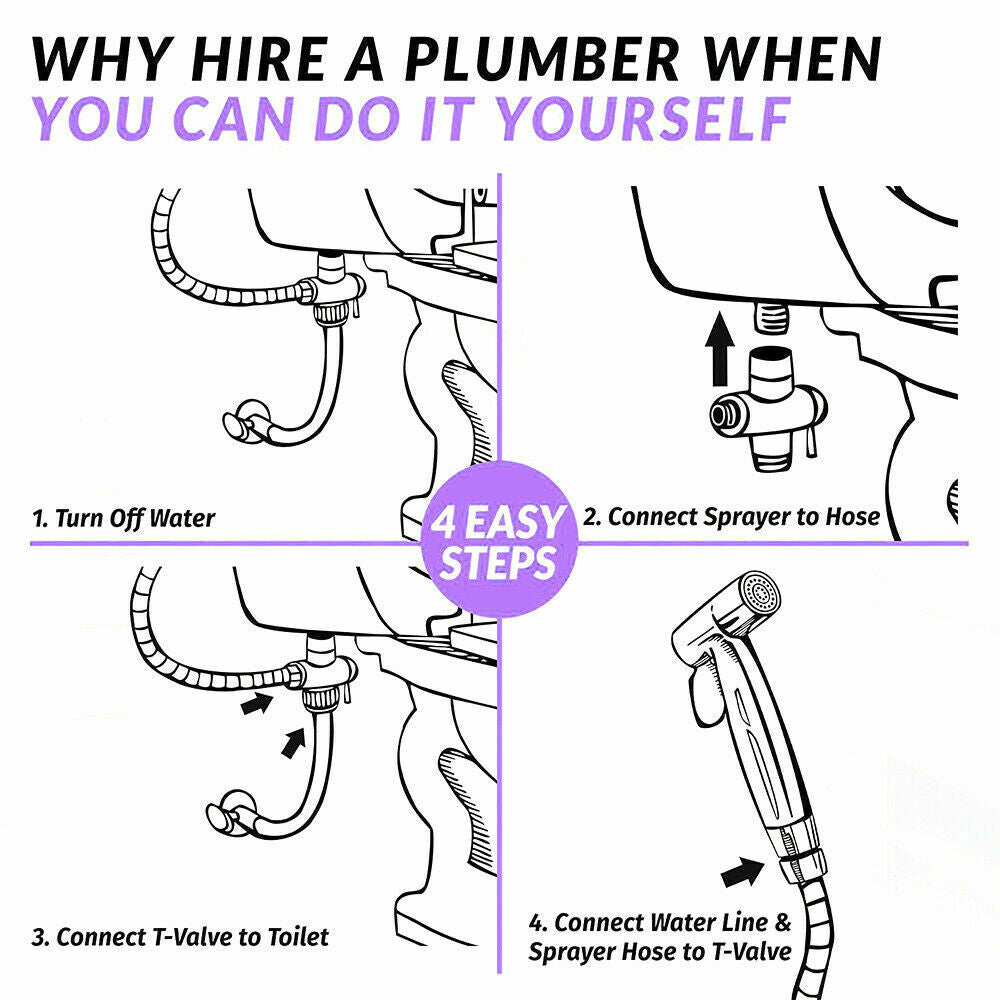 Hand Held Shower Head Douche Bidet Toilet Spray Jet Shattaf Kit Chrome ...