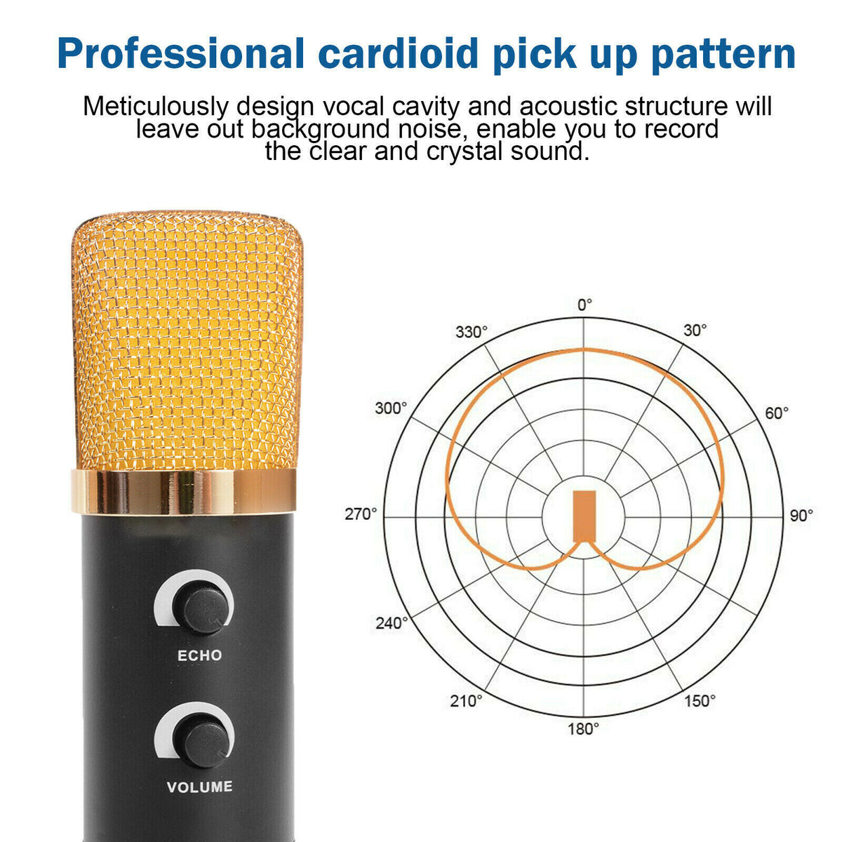 USB Condenser Microphone Studio Audio Brocasting w/ Tripod Stand Adjus ...