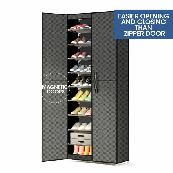 10 Tiers Shoe Rack Stackable Storage Holder Fabric Cabinet Wardrobe Or ...