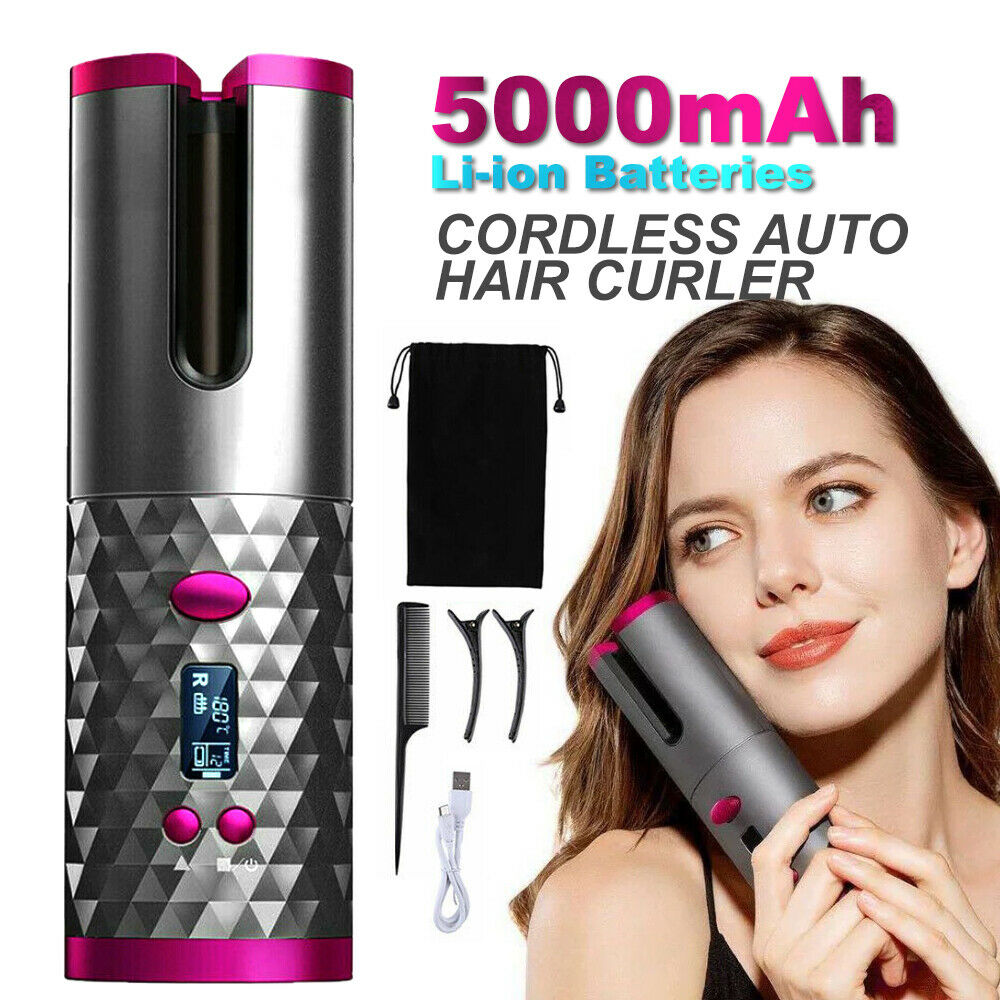 Auto Cordless Rotating Hair Curler Hair Waver Curling Iron Wireless LC ...
