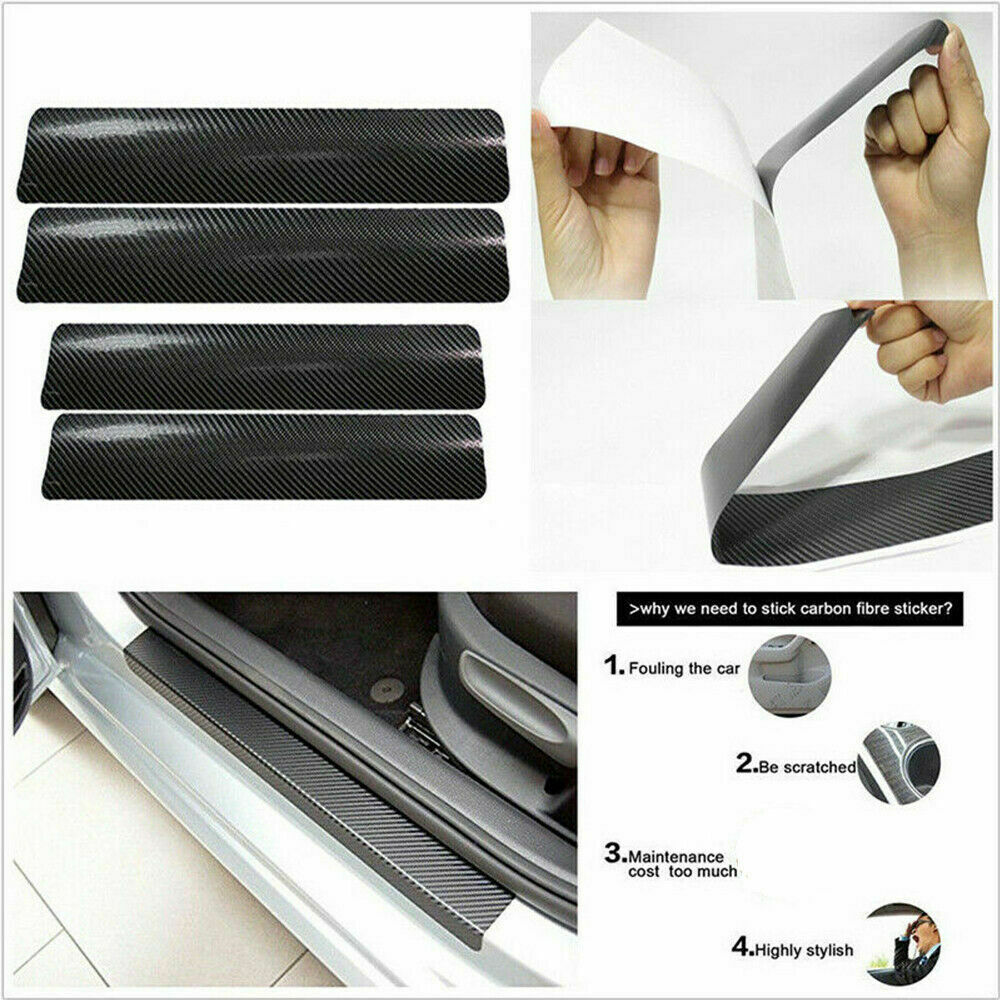 4D Carbon Fiber Car Sticker Door Sill Side Scuff Plate Anti Scratch Pr ...