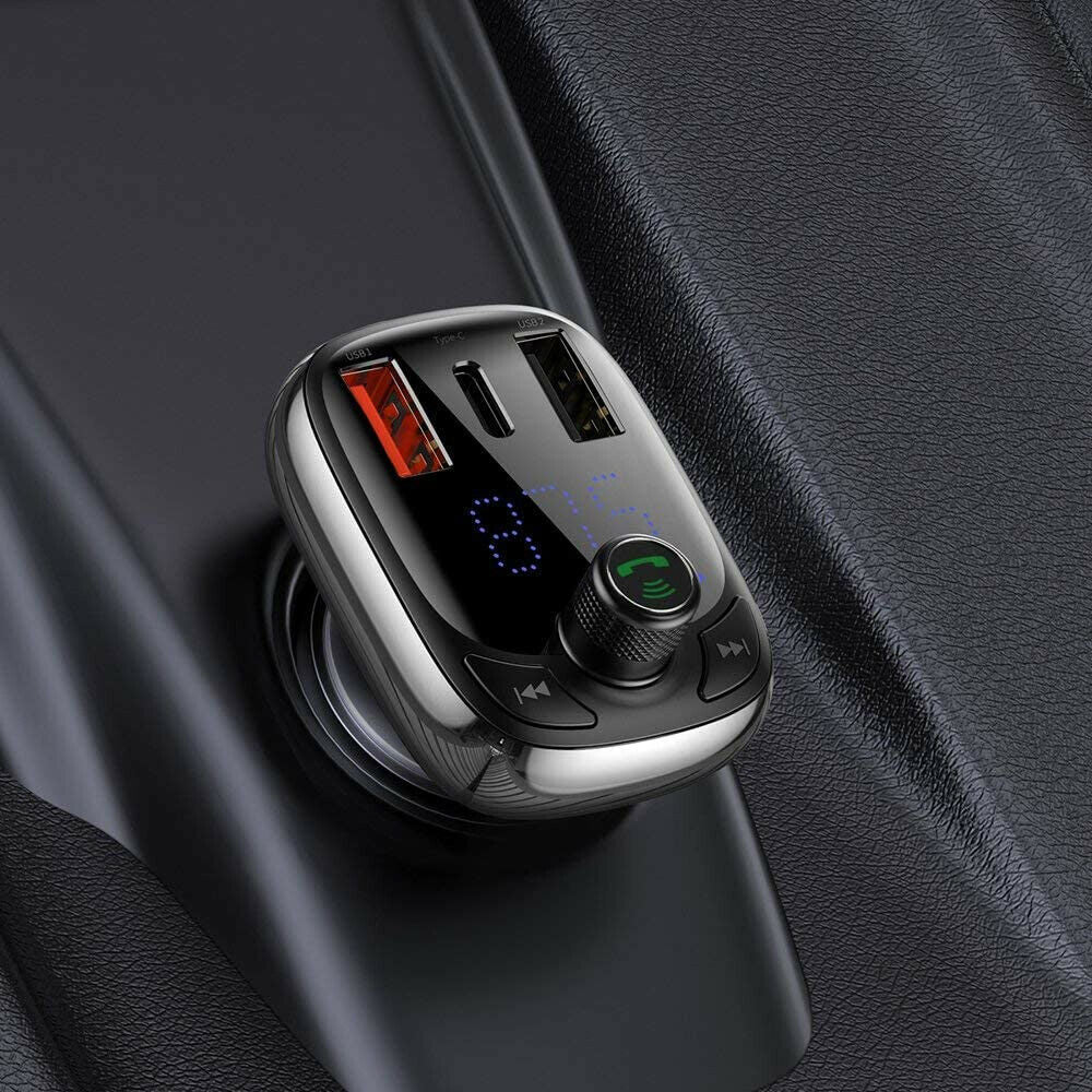 Baseus Bluetooth 5.0 FM Transmitter Car Kit Adapter MP3 Player Dual US ...