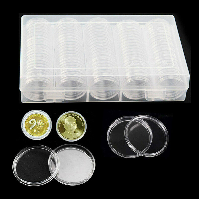 100PCS Australian Coin Collection Round Storage Cases Capsules Holder ...