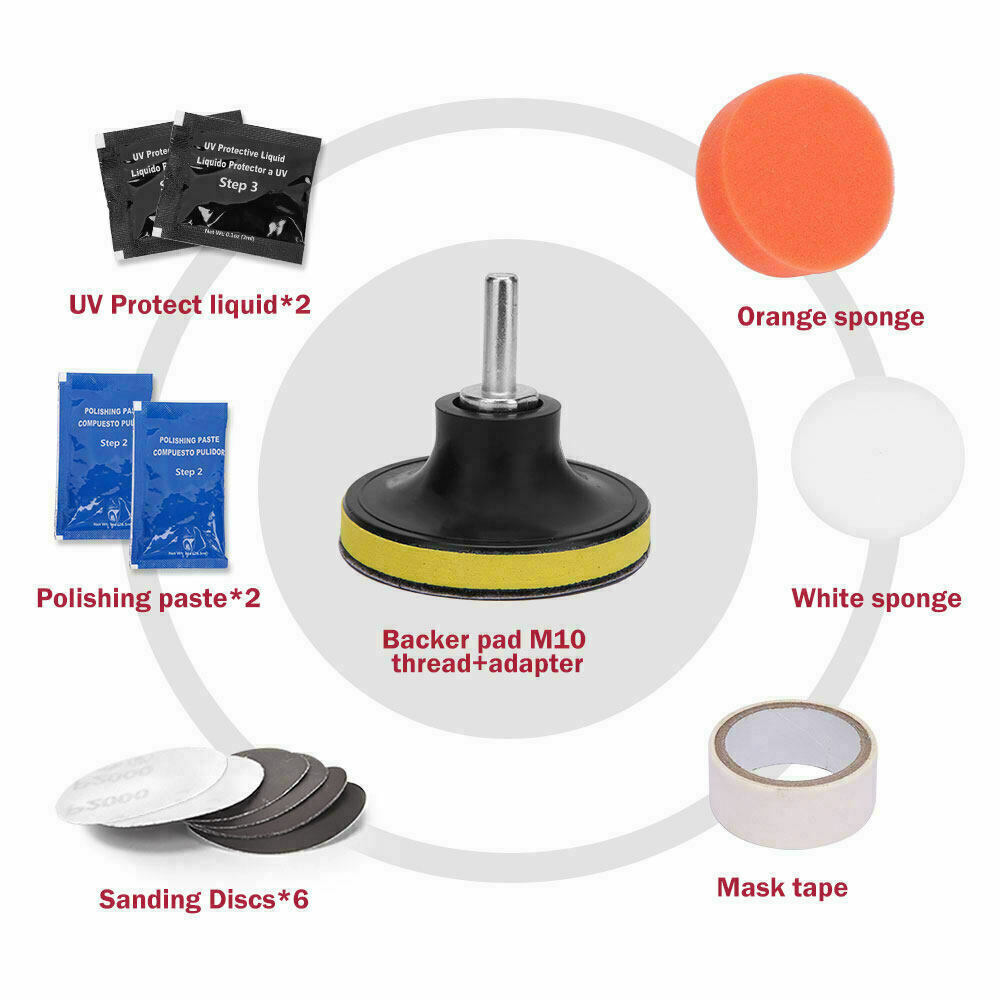 Pro Car Lens Headlight Restoration Kit Polishing Sanding Cleaner Repai ...